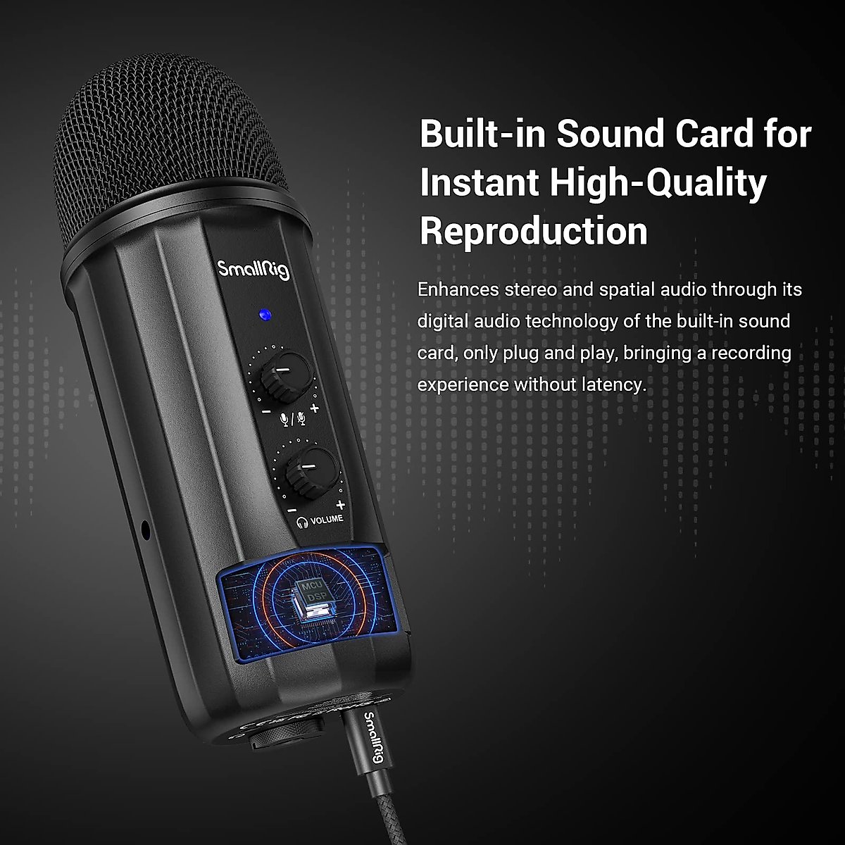 SmallRig U60 All Metal USB Microphone PC Streaming Microphone, Gaming Mic for PC,PS5 & Mac, 4 Pickup Patterns, Shock Mount and Adjustable Stand, Gain Control for Recording, Plug and Play, Black - 3466
