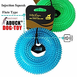 ADUCK Dog Squeaky Chew Toys for Aggressive Chewers Dental Teething Cleaning (Non-Toxic Soft Natural Rubber), Cute Crystal Ring Design -4.92 inches (Crystal Blue)
