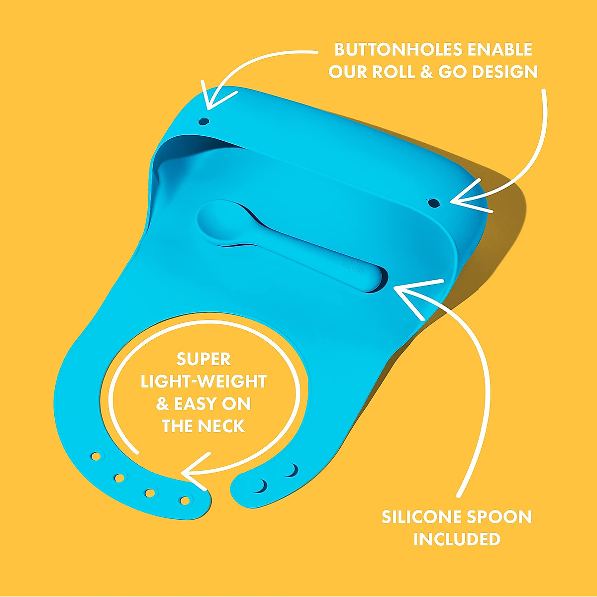 Avanchy Silicone Baby Bibs, Waterproof, Adjustable, BPA Free, Soft Unisex Set for Toddlers with Matching Spoon, Gray