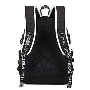 WANHONGYUE Hunter X Hunter Anime Cosplay Schoolbag Rucksack 15.6" Laptop Backpack with USB Charging Port Black / 3