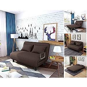 MINIKID 【US Fast Shipment】 Convertible Sofa Bed Folding Sleeper Sofa, 4-in-1 Multi-Function Sofa Bed, Ottoman Sleeper, Convertible Chair Bed for Living Room/Bedroom/Small Apartment (Coffee)
