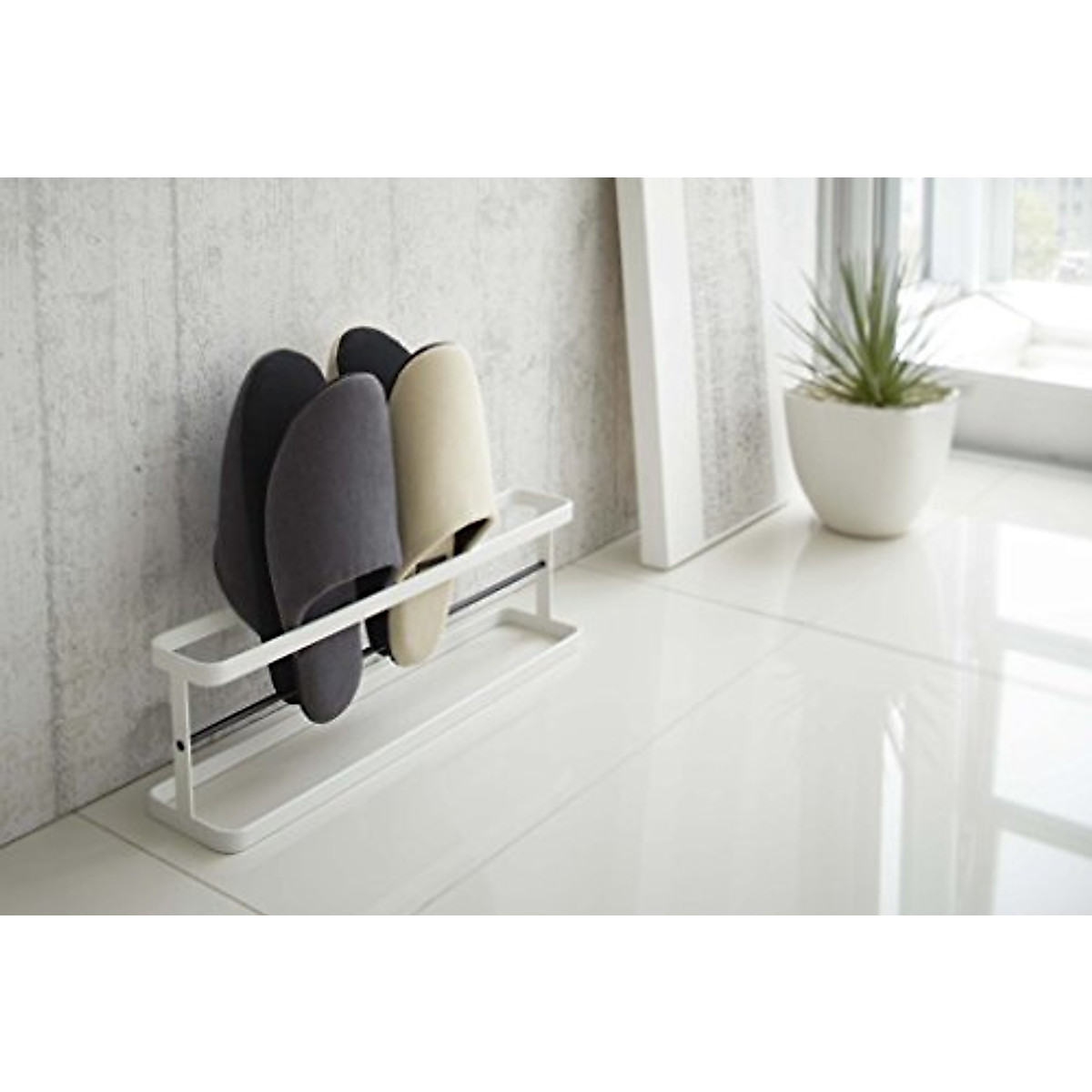Yamazaki Freestanding Slim-Profile Organizer Home Slipper Rack, One Size, White