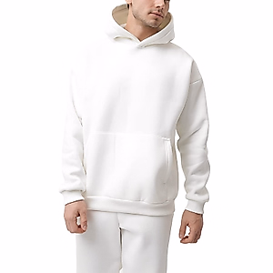 TUVEKE White Sweat Suits For Men Set 2 Piece Hoodie Jogger Track Suit Long Sleeve Tracksuit Running Jogging Sports Sweatsuits Hoodie and Pants M