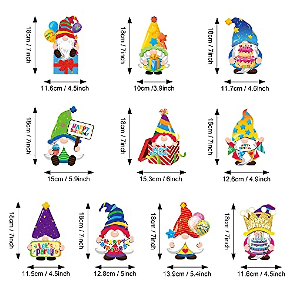 30 Pieces Happy Birthday Swirls Decorations Gnomes Birthday Hanging Swirl Gnomes Hanging Swirls Ceiling Birthday Hanging Swirls Streamers for Birthday Party Decorations Supplies Ornaments, 10 Patterns