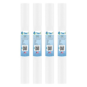 Tier1 5 Micron 20 Inch x 2.5 Inch | 4-Pack Spun Wound Polypropylene Whole House Sediment Water Filter Replacement Cartridge | Compatible with Pentek P5-20, 155016-43, SDF-25-2005, Home Water Filter
