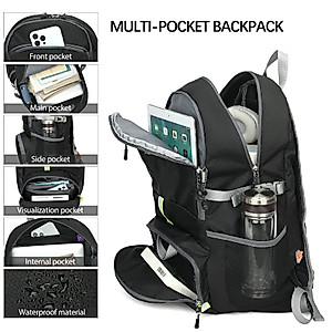 WEREWOLVES 35L Ultralight Hiking Backpack, Lightweight Foldable Water Resistant Outdoor Sports Travel Daypack for Women Men (black, 35L)