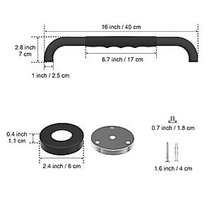 2 Pack 16 Inch Black Shower Grab Bar w/Anti Slip Rubber Grip,ZUEXT Stainless Steel Bath Grab Bar,Bathroom Balance Bar,Wall Mount Safety Handrail Support,Handicap Injury Elderly Senior Assist Handle