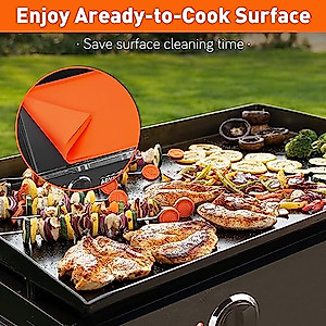 Wohbay Griddle Mat for Blackstone, 28" Food-Grade Silicone Mat for Griddle Surface, Blackstone Griddle Accessories, Griddle Outdoor Protector - Orange