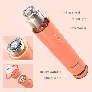 Ninatique Facial Hair Removal for Women ，Women's razor， Painless Hair Remover, Women's Painless Peach Hair Trimmer, Lipstick Size Hair Removal, Suitable for Upper Lip, Chin and Cheek (Living Coral)