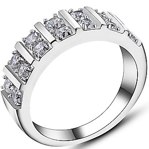 Jude Jewelers Stainless Steel Cubic Zircon Eternity Wedding Engaegment Band Ring (Silver, 7)