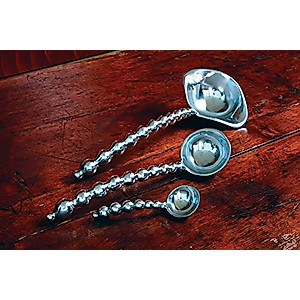 India Handicrafts X-Large Silver Tone Beaded 17 inch Aluminum Serving Gravy Spoon Ladle