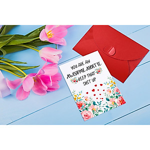 FLYAB Mothers Day Card for Aunt Auntie Funny Aunt Mothers Day Card from Niece Nephew You Are an Awesome Auntie Gift Card Happy Mother's Day Card with Envelope Birthday Gift Cards for Aunt Auntie