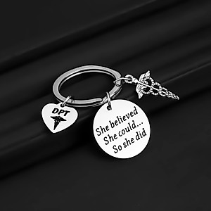 ENSIANTH DPT Gift Doctor of Physical Therapy Keychain She Believed She Could So She Did DPT Graduation Gift (DPT She Believed KR)