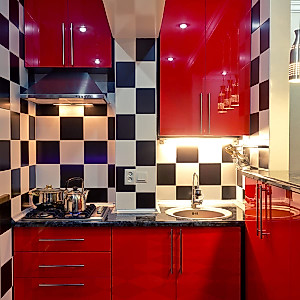 Wudnaye Red Contact Paper Peel and Stick Wallpaper for Kitchen 15.7inchx78.7inch Shiny Red Wallpaper Self Adhesive Contact Paper for Cabinet Wallpaper Stick and Peel Contact Paper Decor Wall Paper