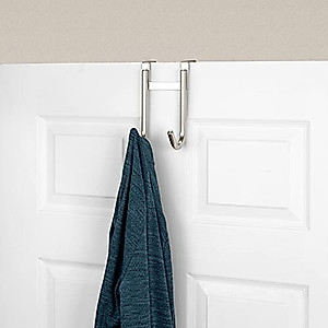Spectrum Diversified Orion Door Double Hook for Bedroom, Bathroom, or Entryway Storage, Satin Nickel