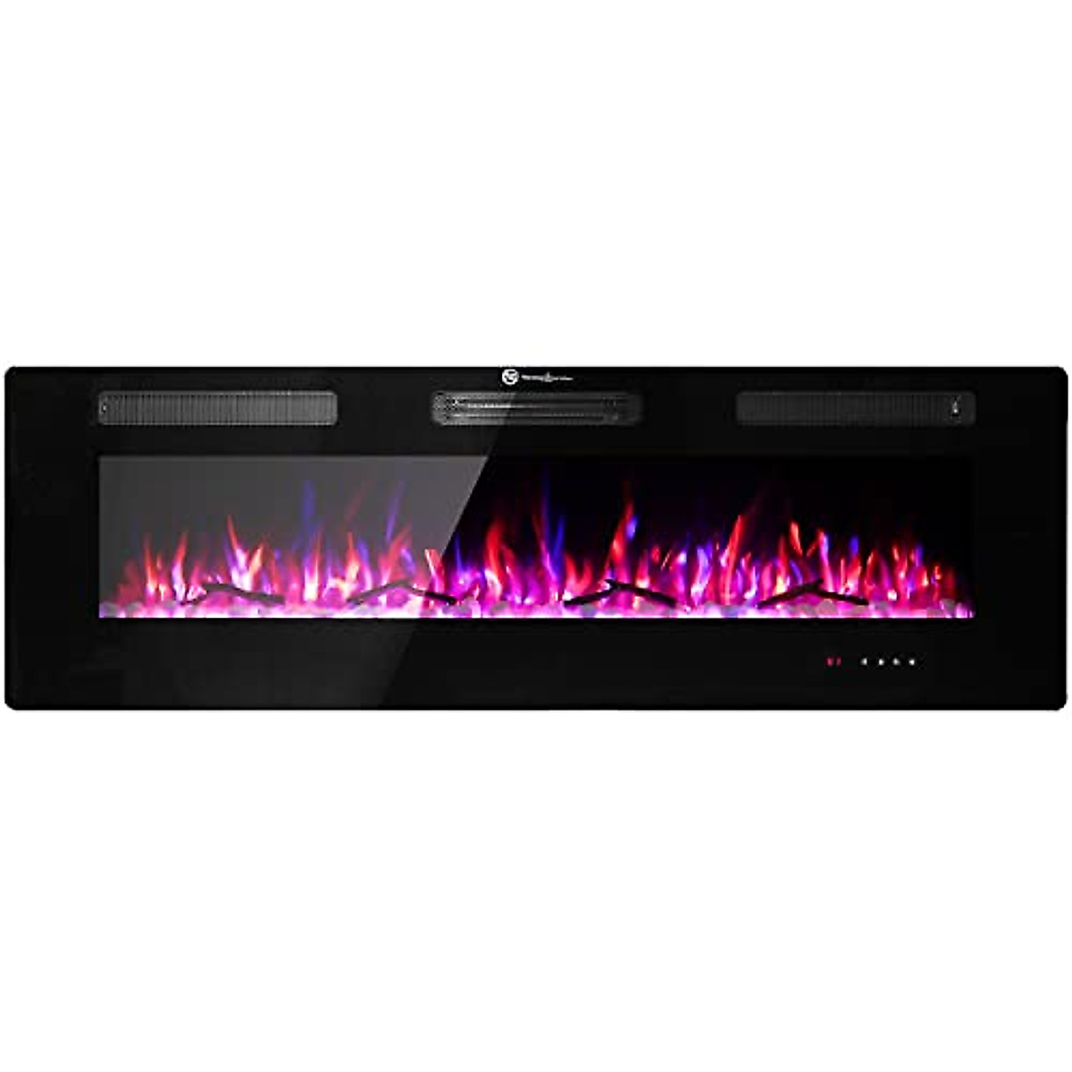 50" Electric Fireplace, Cool to The Touch Fireplace Heater, Recessed and Wall Mounted Fireplaces with Timer Remote Control Adjustable Flame Color, Black NO Bracket