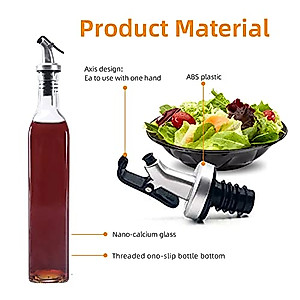 GLLBTPT [2 PACK] Clear Glass Olive Oil Dispenser Bottle Set-17oz/500ml Clear Oil & Vinegar Cruet Bottle with Funnel and Labels