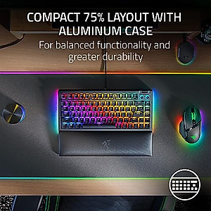 Razer BlackWidow V4 75% Mechanical Gaming Keyboard: Hot-Swappable Design - Compact & Durable - Orange Tactile Switches - Chroma RGB - MF Roller & Media Keys - Comfortable Wrist Rest - Black