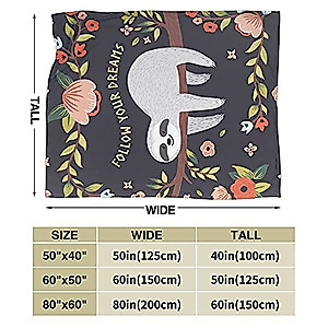 UHANKRU Sloth Blanket 60 inx50 in Animal Blanket Ultra Soft Flannel Throw Blankets for Couch Bedroom for Kids Adults, DestroyFungal