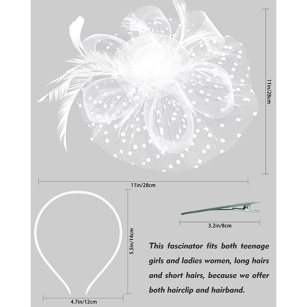 Bniksok Retro Fascinators Hat for Women Tea Party Headband Flower Weddings Bridal Shower Themed Party Favors White