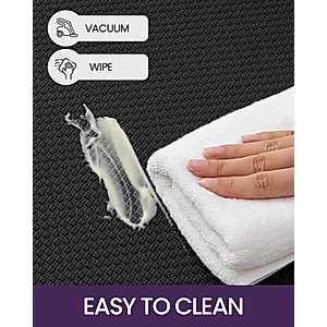 DEXI Kitchen Floor Mats Cushioned Anti Fatigue,17x29+17x59, Standing Runner Rug Waterproof, Comfort Memory Foam Padded for Front Sink Laundry Set of 2, Black