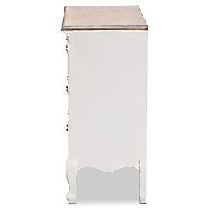 BOWERY HILL Antique French Country Cottage 4-Drawer Wood Accent Dresser in White and Oak