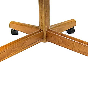 Caster Chair Company Casual Rolling Caster Dining Chair with Swivel Tilt in Honey Oak Wood with Buff Bonded Leatherette Seat and Back (1 Chair)