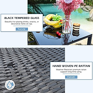 Tuoze 4 Pieces Patio Furniture Set Outdoor Patio Conversation Sets Modern Porch Furniture Lawn Chairs with Glass Coffee Table for Home Garden Backyard Balcony (Grey)