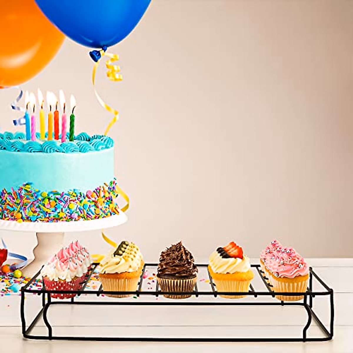 Hiceeden 20 Holes Ice Cream Cone Stand, Non-Stick Cupcake Cone Baking Rack, Metal Ice Cream Holder Cupcakes Pastry Tray for Baking, Cooling, Displaying, Serving Treats