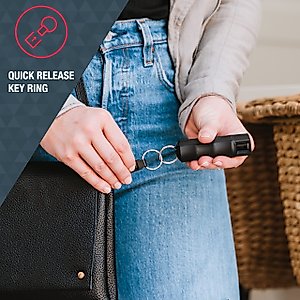 SABRE Pepper Spray, Maximum Police Strength OC Spray, Quick Release Keychain for Easy Carry and Fast Access, Finger Grip for More Accurate and Faster Aim, 0.54 fl oz, Secure and Easy to Use Safety
