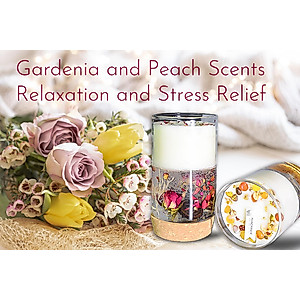 Crystal Candle Gift Set, Organic Natural Flowers in Yelly, Aromatherapy, Healing Gemstones, Botanical Scented Fragrance, Manifestation, Intention, Gel Candle, Christmas, Mother’s Day, Gift for Woman