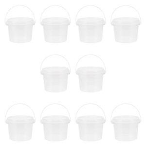 NUOBESTY 10Pcs Transparent Mini Storage Bucket Party Favor Cans Paint Can Containers Candy Bucket with Lid Handles Beach Toy Pails 300ml for Christmas Party Favors