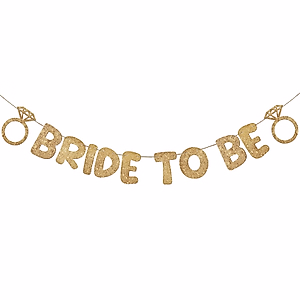Breling Pre Strung Bride to Be Glitter Banner Bridal Shower Decorations Bride to Be Sign Bachelorette Party Banner Bridal Shower Garland for Engagement Wedding Bride Party Decorations(Champagne Gold)