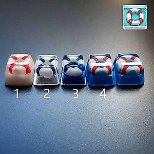 Handmade R4 Keycap Ring Buoy Marine Style Thick Resin Shine Through Backlit Keycaps for Cherry MX Gaming Mechanical Keyboard (NO.2)
