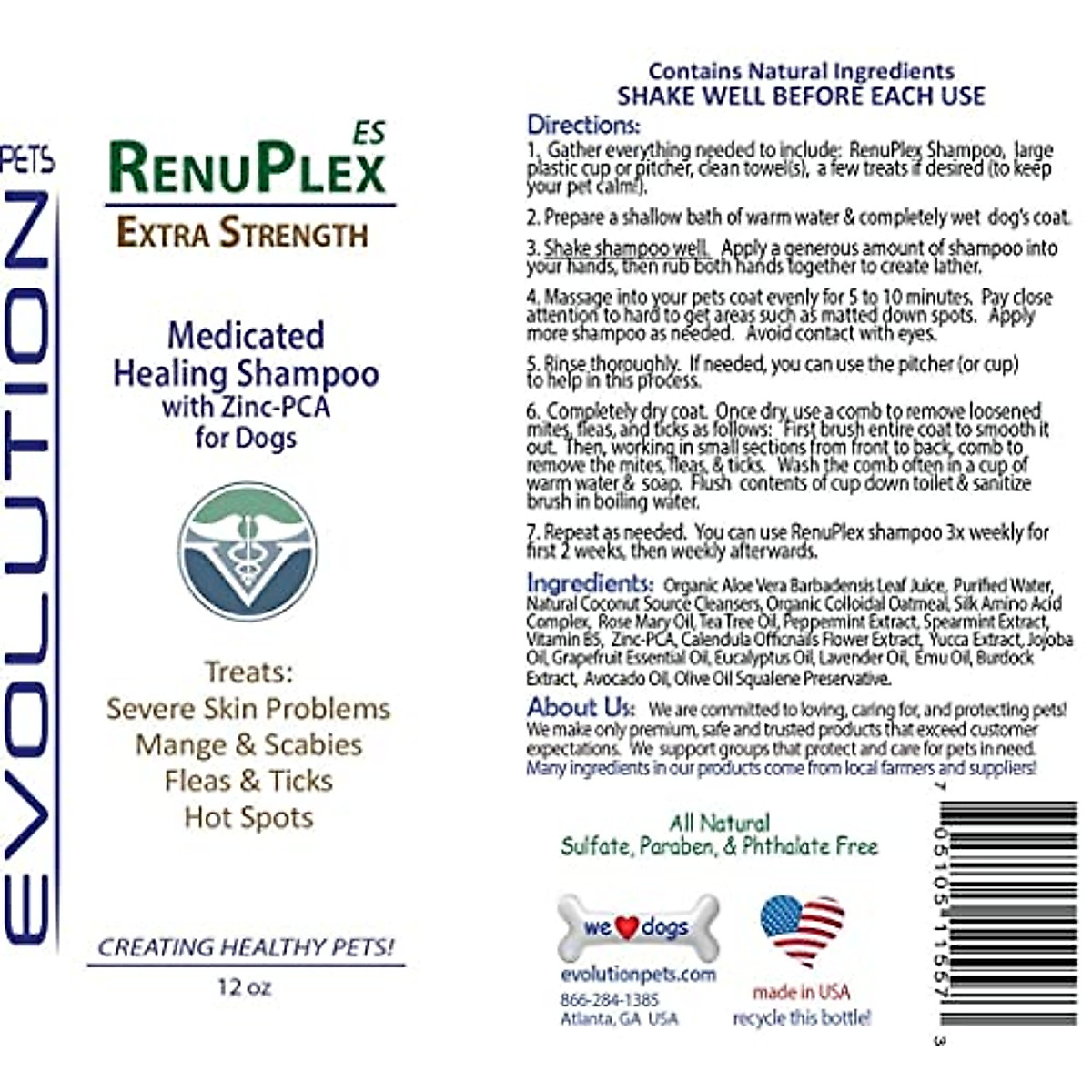 RenuPlex Medicated Dog Mange Shampoo. Extra Strength Mange Shampoo for Dogs Eliminates Mange, Scabies & Severe Skin Problems. All Natural Dog Shampoo. Unconditional Guarantee. Made in USA…