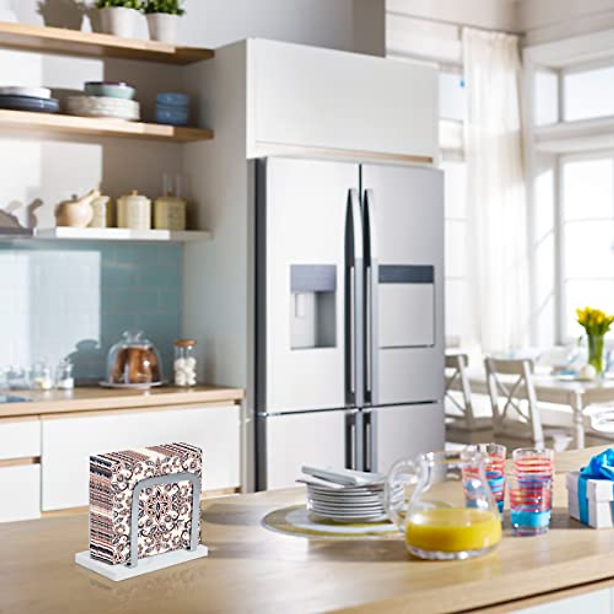 Winmien Napkin Holder, Paper Towel Dispenser with Marble Base for Kitchen Countertops.（Chrome）