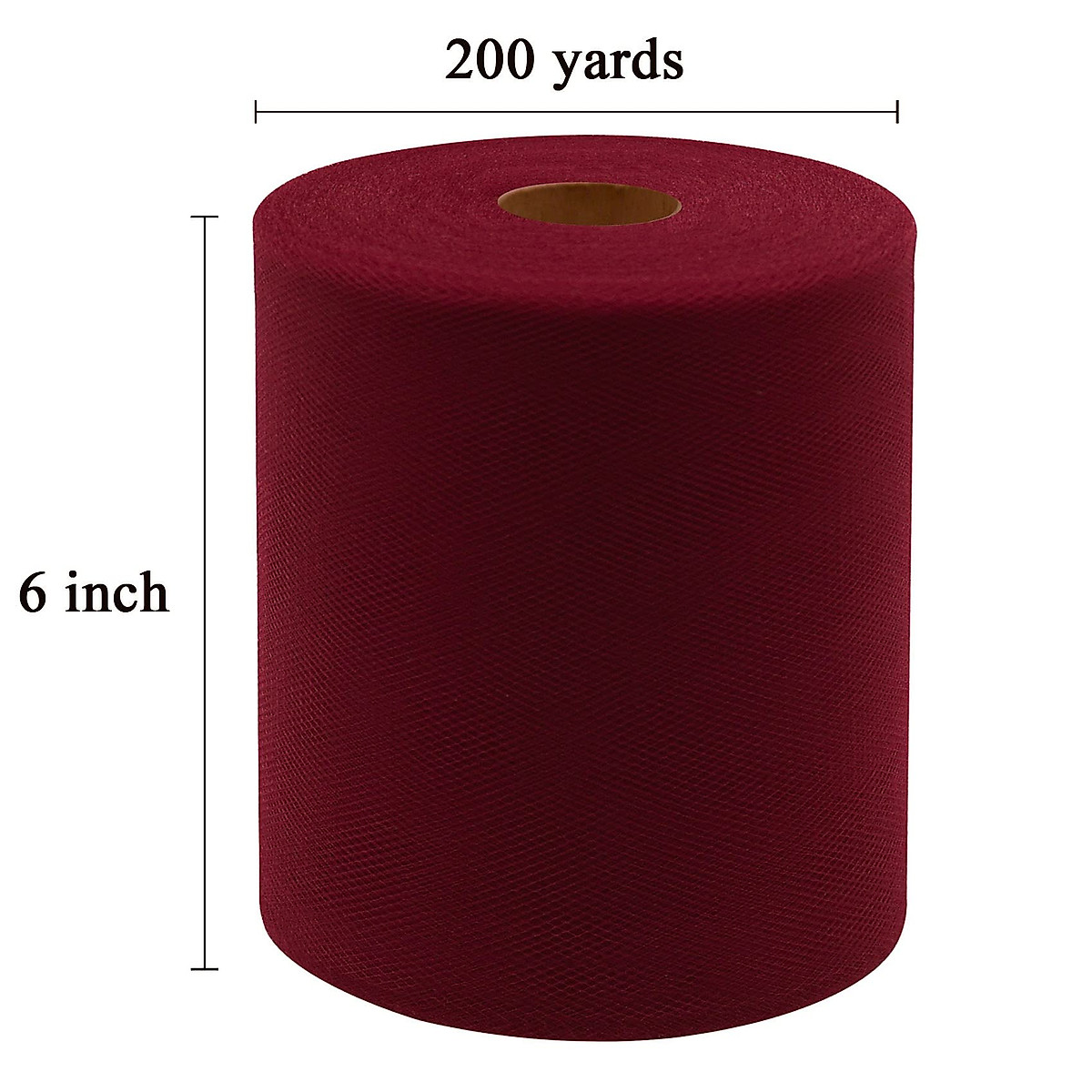 Burgundy Tulle Fabric Rolls 6 Inch by 200 Yards (600 feet) Fabric Spool Tulle Ribbon for DIY Burgundy Tutu Bow Baby Shower Birthday Party Wedding Decorations Craft Supplies
