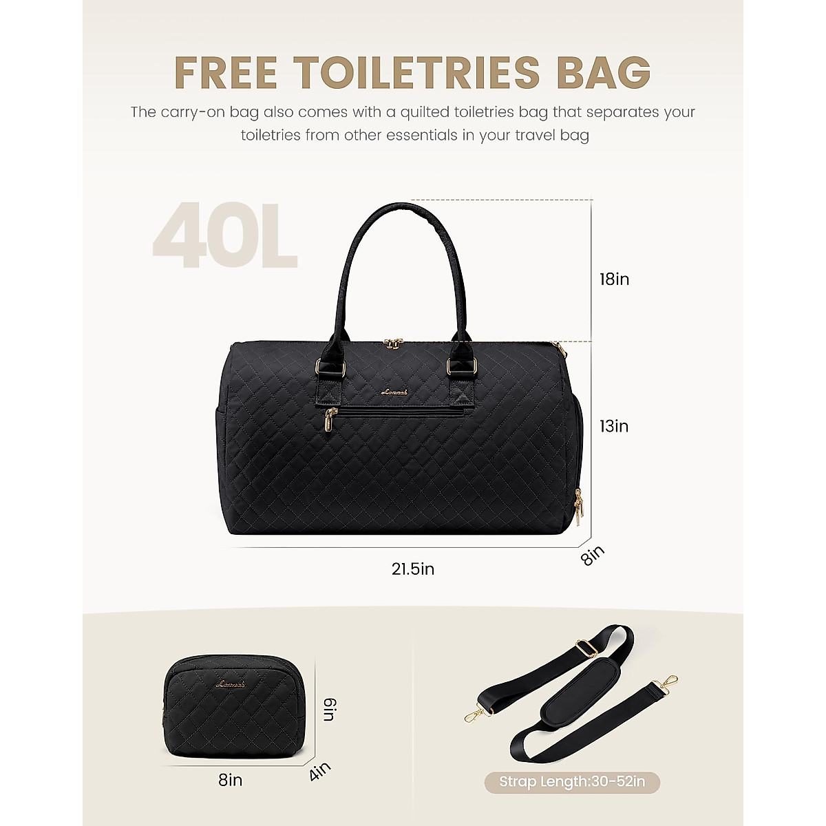 LOVEVOOK Travel Duffle Bag, Weekender Bag for Women with Toiletry Bag, Carry on Overnight Bag with Shoe Compartment, Gym Duffel Bag with Wet Pocket, Mommy Hospital Bags for Labor and Delivery