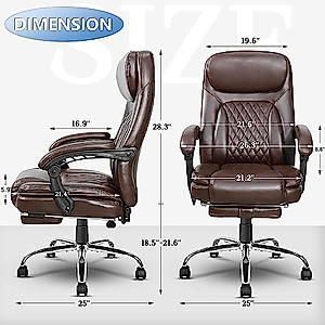 jamege 6 Point Massage Office Chair, PU Leather Office Chair with Heating Function, Ergonomic Vibrating Massage Office Chair with Footrest, Height Adjustable Reclining Executive Office Chair