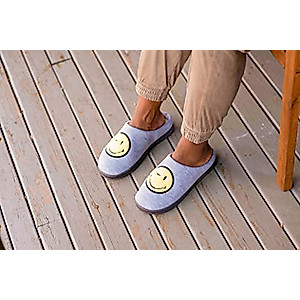 Dearfoams Smile Icon Retro Preppy Men's & Women's Slipper, Women's Grey, Medium