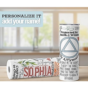 Personalized AA Recovery Affirmations Tumbler, Stainless Steel Vacuum Insulated Coffee Cup with Lid and Straw Double Wall Travel Mug for Tea Cold Beverages Drinks (30 oz)