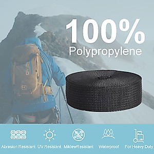 12 Yard Nylon Webbing Strap 1 inch Wide, Durable 1" Webbing Nylon Straps for Dog Leash Pets Collar Backpack, Outdoor Camping Tent Tie Strap DIY Crafts Replacement Lawn Chair Webbing Repair, Black