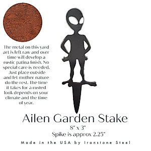 Alien yard decor garden stake made by Ironstone Steel made in the USA