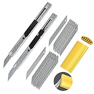 Gomake Wrapping Paper Cutter Utility knife 9mm Stainless Steel Handled Lockable Box Cutter with 30 Degree Snap Off Blades for Vinyl Film Cutting ,Craft Knife,Window Tint Gift Wrap Cutter