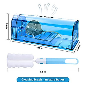 4 Pack Humane Mouse Traps No Kill, Live Mouse Traps Indoor for Home, Reusable Mice Small Rat Trap Catcher for House & Outdoors