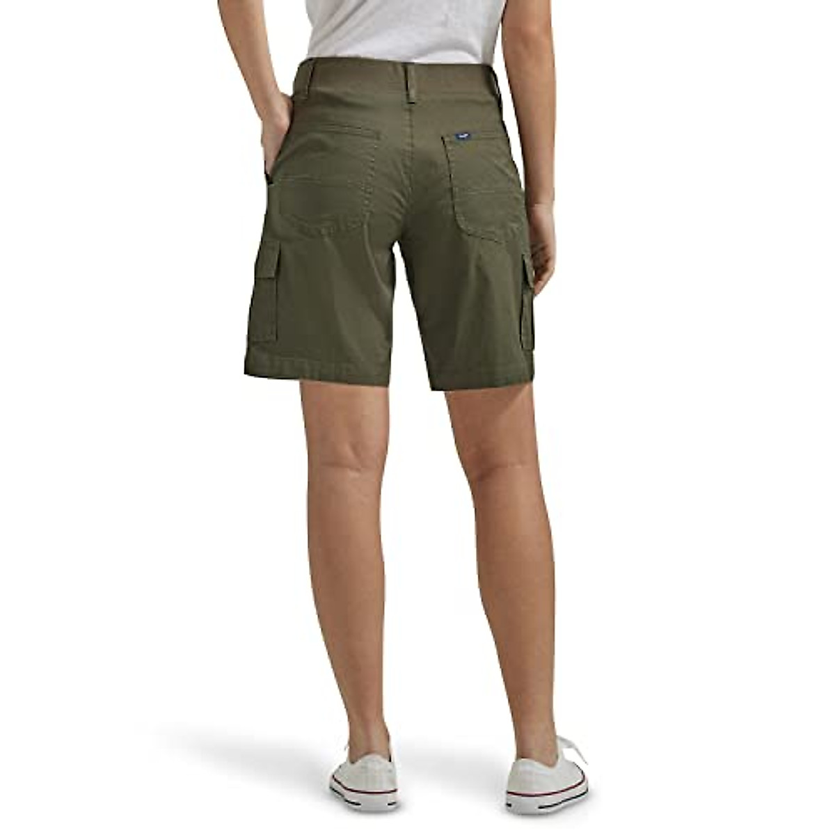 Lee Women's Flex-to-go Mid-Rise Relaxed Fit Cargo Bermuda Short, Frontier Olive