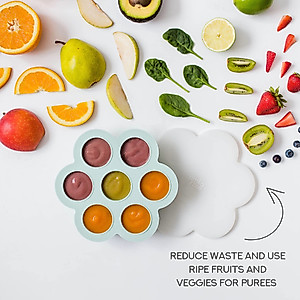 Simka Rose Baby Food Storage Containers - Freezer Safe Tray Silicone Baby Food Freezer Storage Tray Molds Breast Milk Freezer Tray - 2.5 Oz BPA Free with Clip-on Lid for homemade Purees & Breastmilk