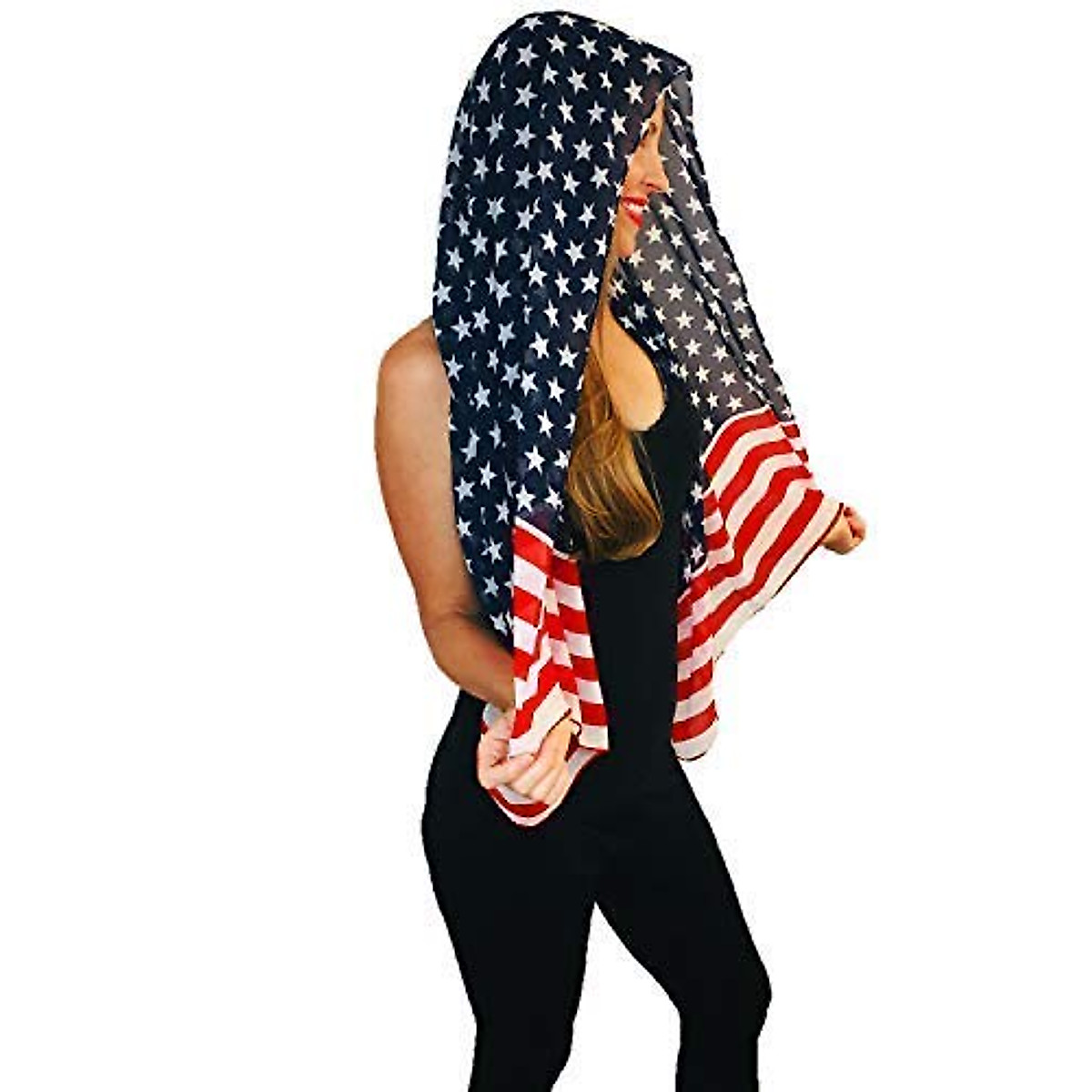 Shimmer Anna Shine USA American Flag Patriotic Scarf (Red White and Blue)