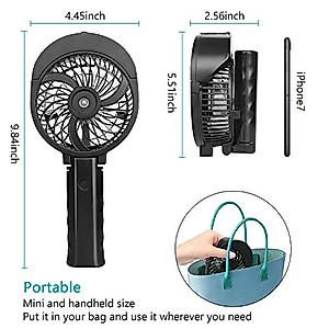 PEYOU Handheld Misting Fan, Portable Mister Fan with 55ml Large Water Tank, USB Rechargeable Mist Fan, Battery Operated Spray Water Fan, 180° Foldable, 3 Speeds, Personal Fan for Travel, Outdoors