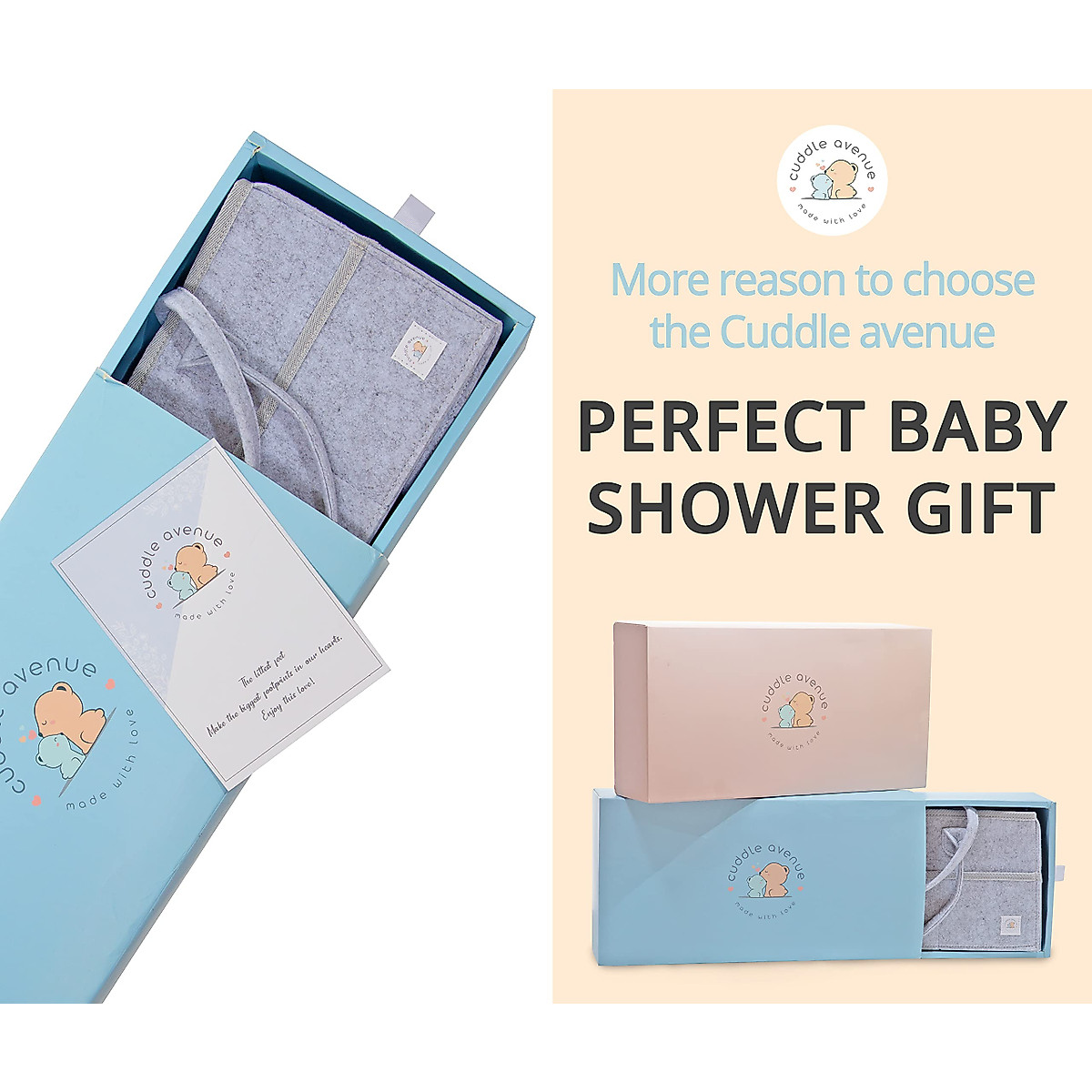 Cuddle Avenue Baby Diaper Caddy Organizer - Luxury Little Boy And Girl, Large Basket, Car Organizer, Gift For Shower Registry, BLUE